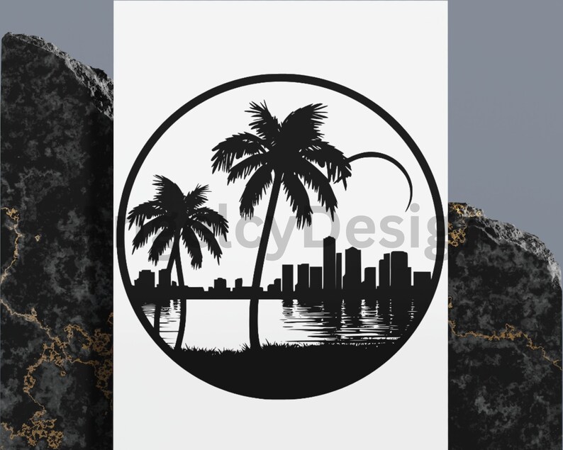 Miami Skyline SVG Designs, Miami Logo, Miami Skyline Vector, Skyline ...
