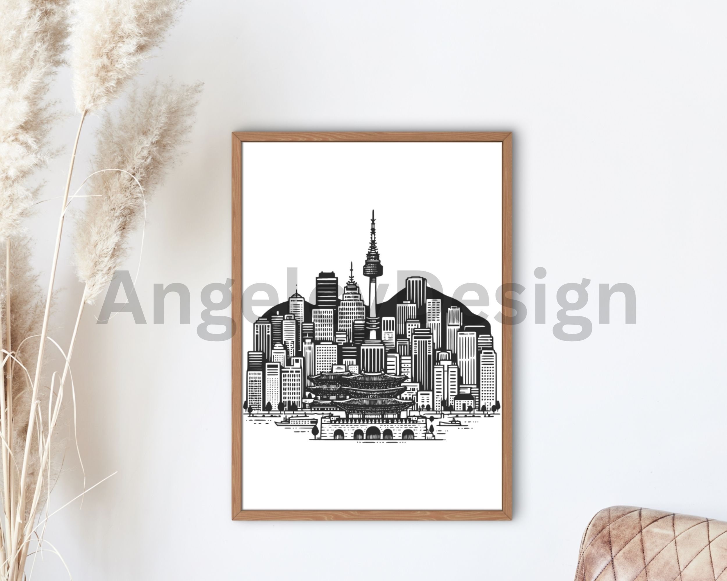 Seoul Skyline SVG Designs, Seoul Logo, Seoul Skyline Vector, Skyline ...