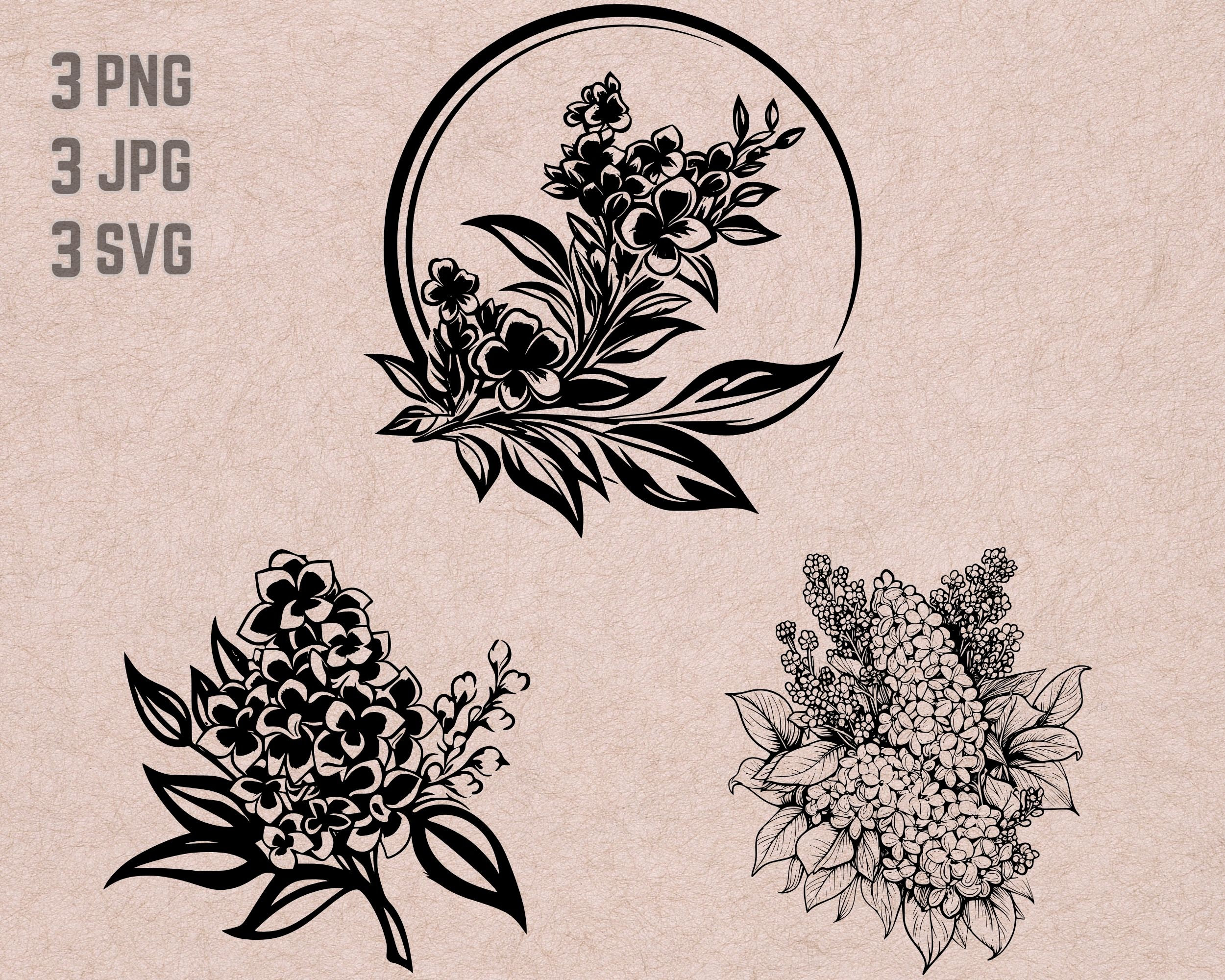 Lilac SVG Designs, Lilac Logo, Flower Vector, Lilac Bouquet Png, Lilac ...