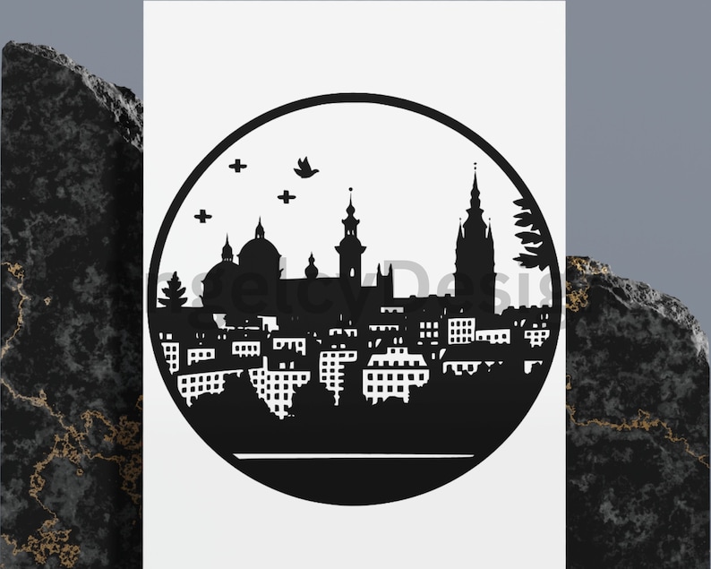 Prague Skyline SVG Designs, Prague Logo, Prague Skyline Vector, Skyline ...