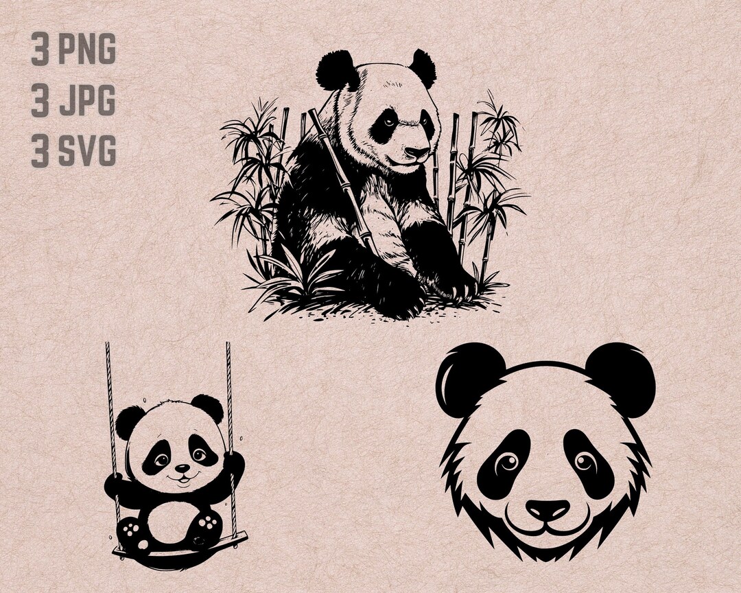 Panda Svg Designs, Panda Logo Vector, Baby Panda PNG, Jungle Scene ...