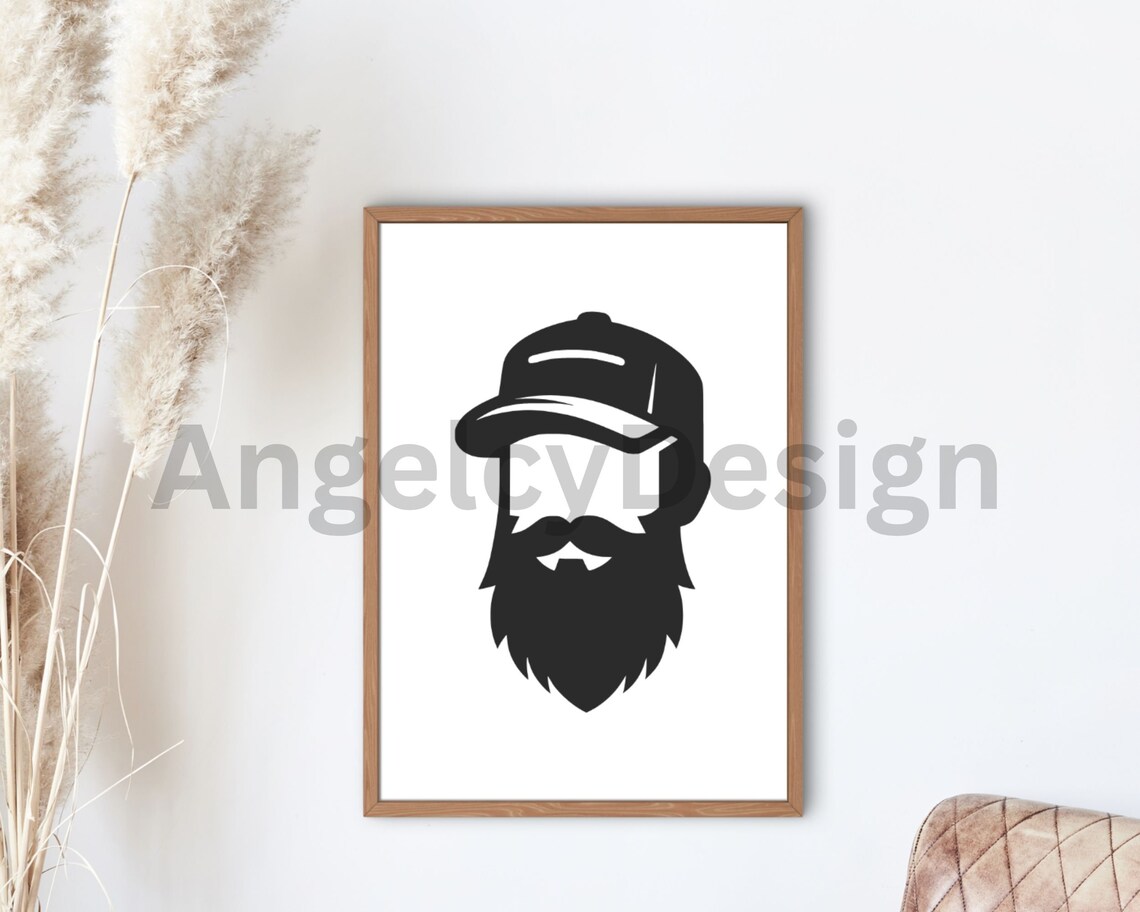 Beard Face SVG Designs, Crown Beard Logo, Cowboy Beard Vector, Cap ...