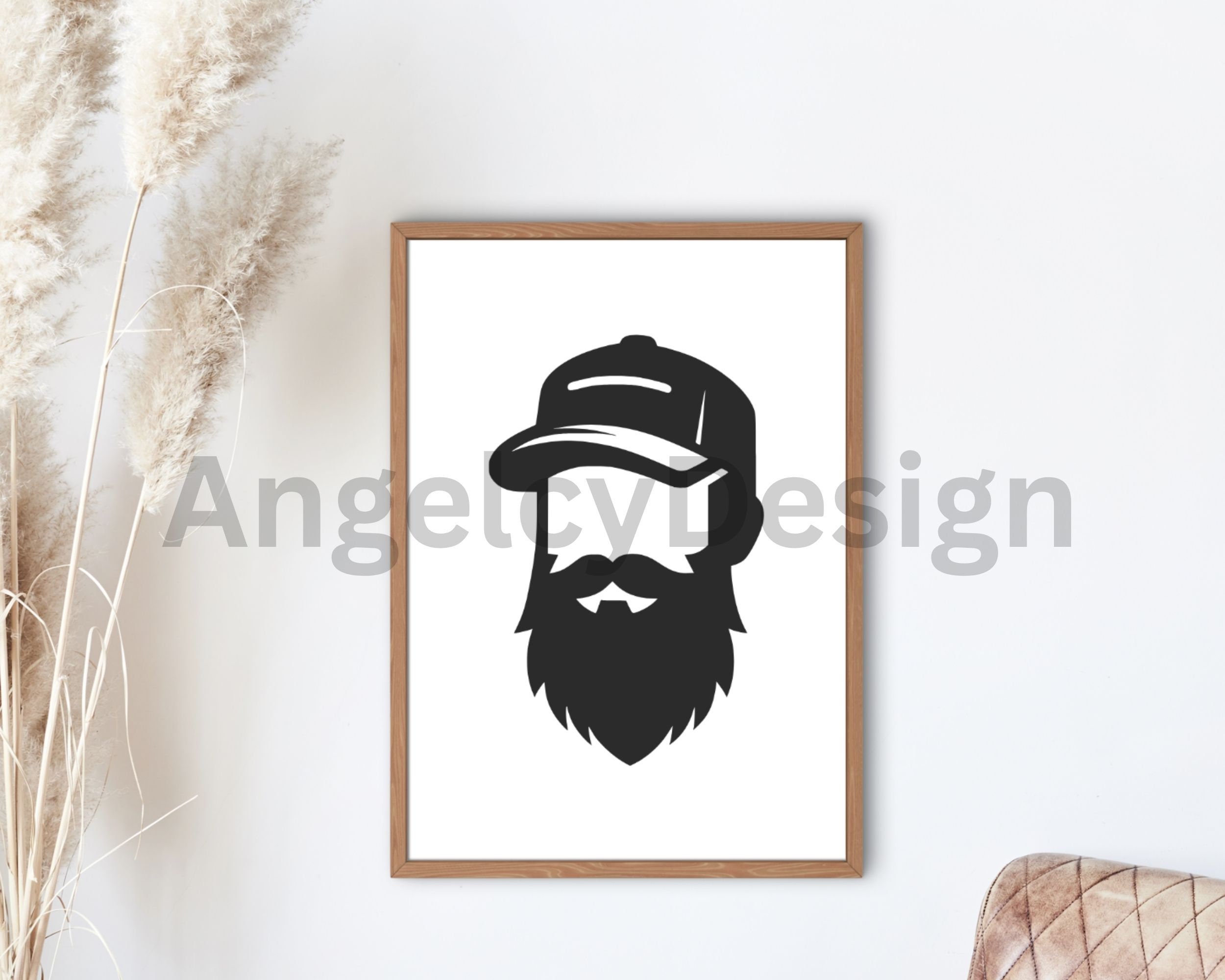 Beard Face SVG Designs, Crown Beard Logo, Cowboy Beard Vector, Cap ...