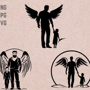 Guardian Angel Dad SVG Designs, Memorial Vector, Father PNG, Dad Love ...