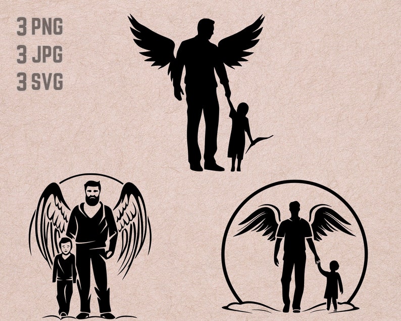 Guardian Angel Dad SVG Designs, Memorial Vector, Father PNG, Dad Love ...