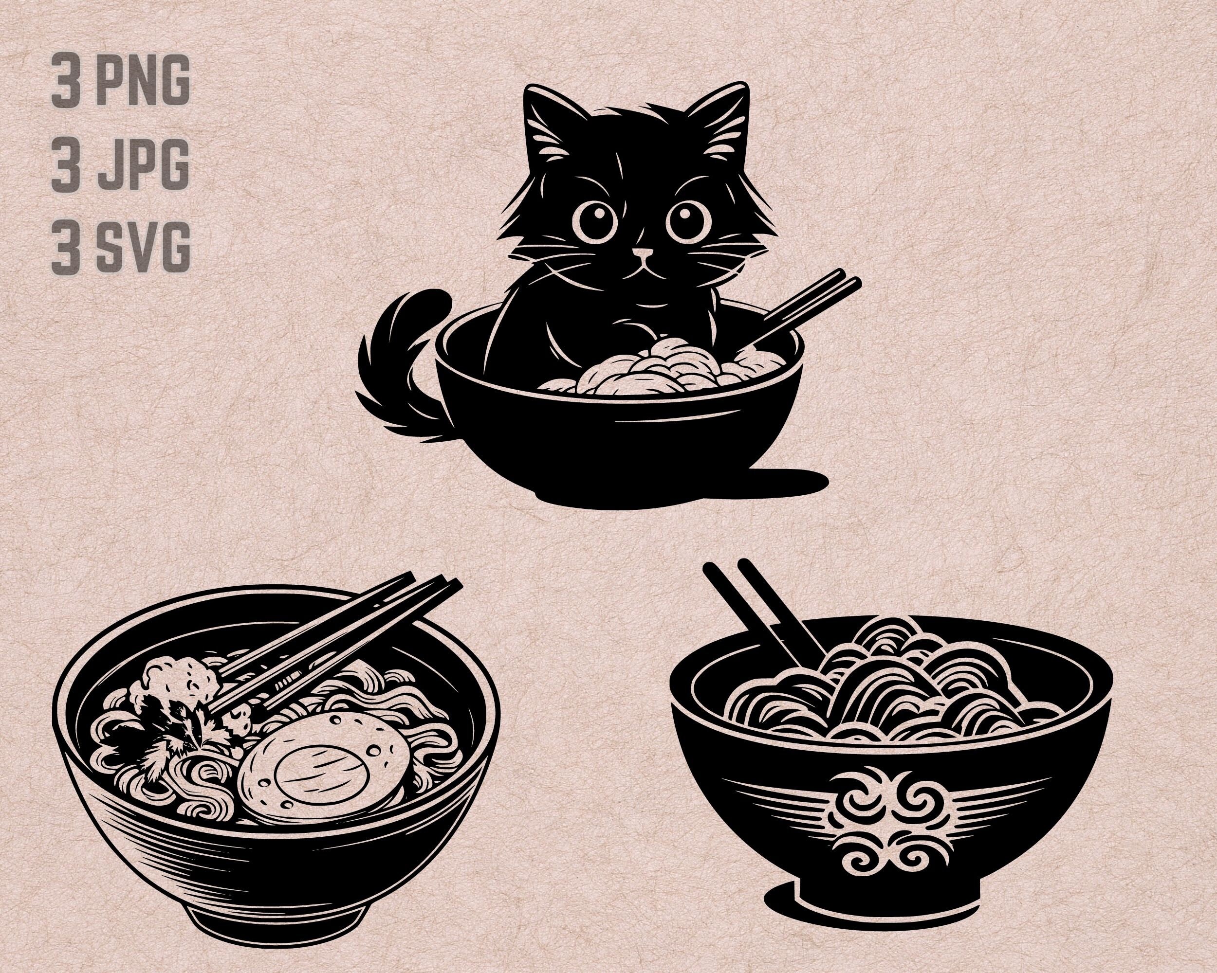 Ramen Svg Designs, Ramen Noodles Vector, Ramen Cat Png, Ramen Bowl ...