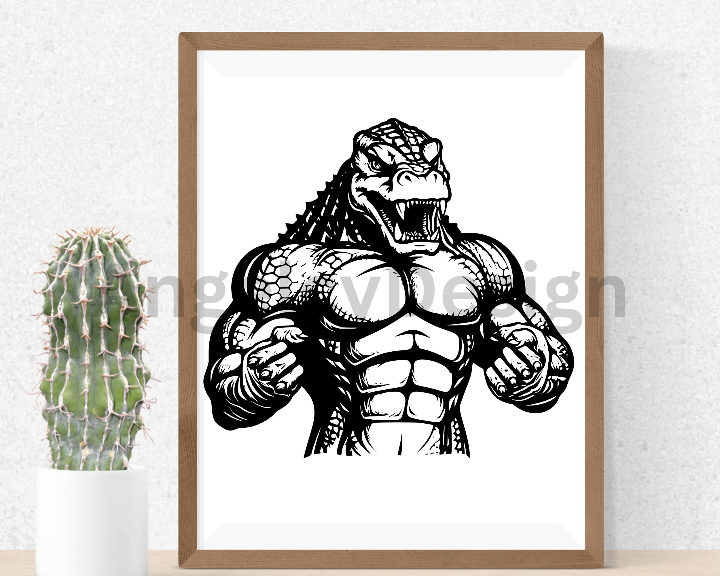 Bodybuilder Svg Designs, Gym Logo Vector, Goat Alligator Wolf Fitness ...