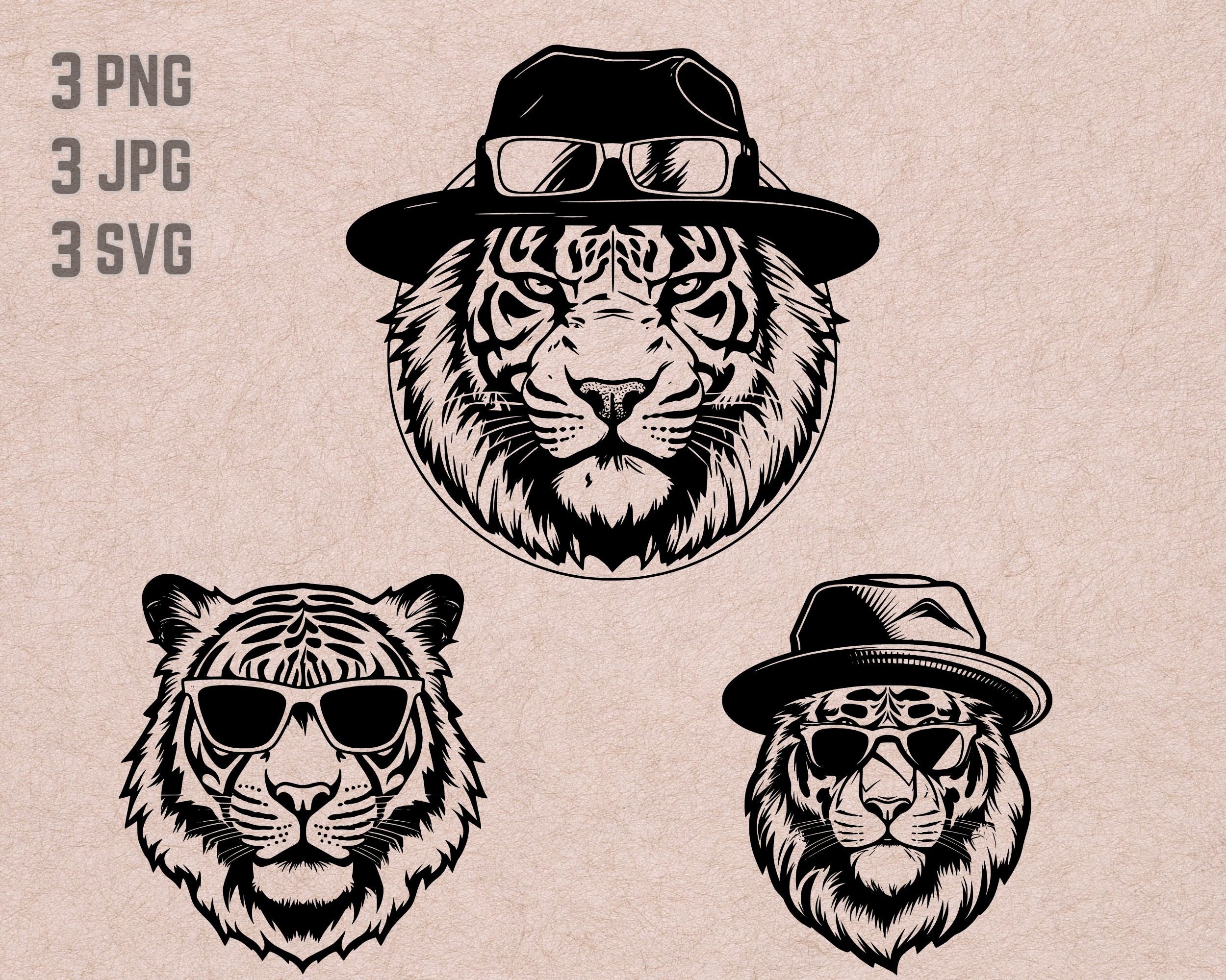 Tiger Head With Sunglasses SVG Designs, Tiger Logo, Cool Tiger Vector ...