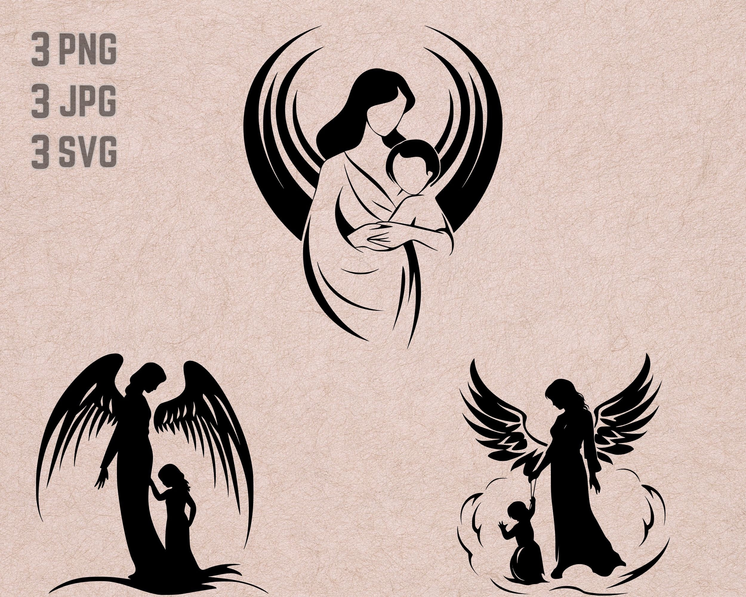 Guardian Angel Mom SVG Designs, Memorial Vector, Mother PNG, Mom Love ...