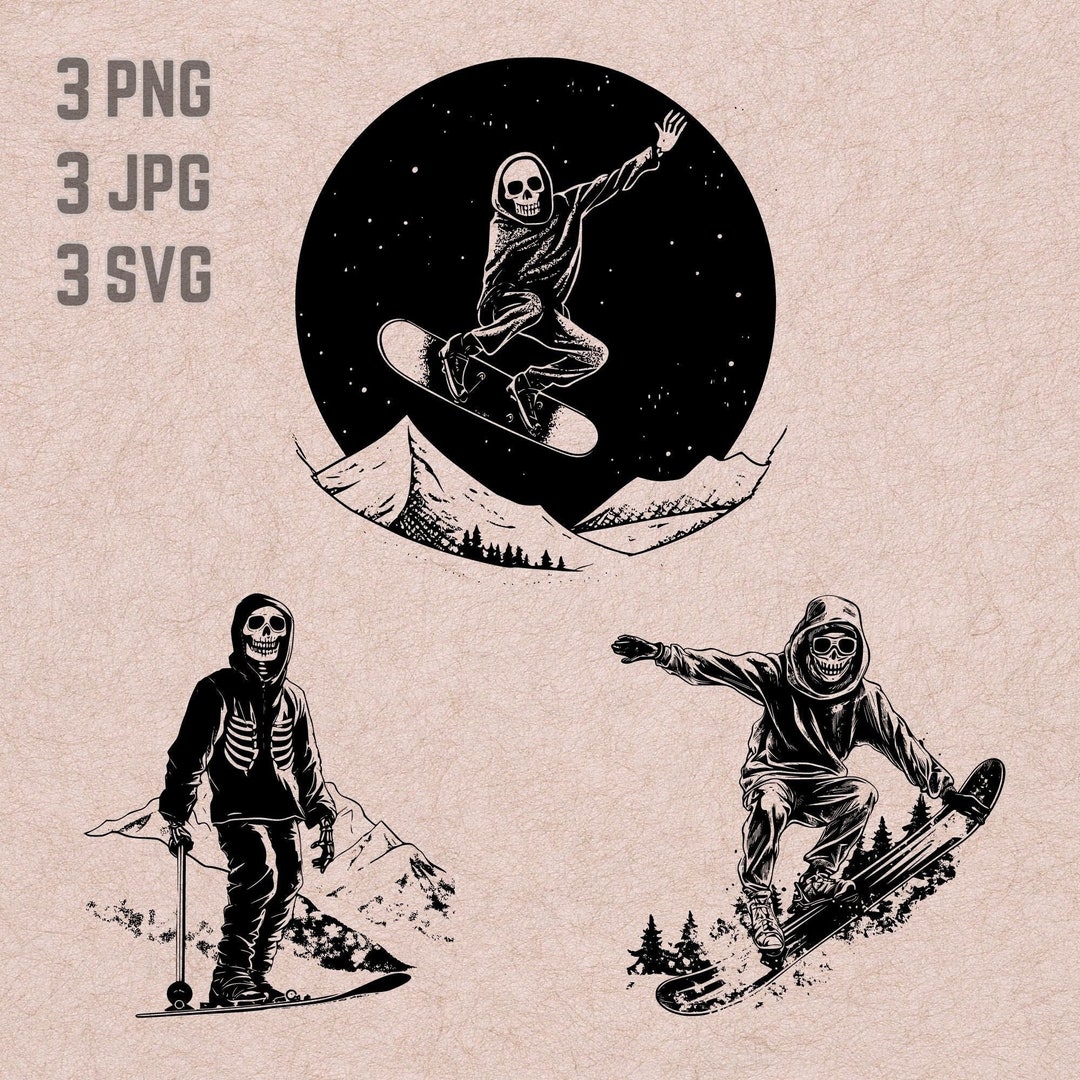 Skeleton Ski Svg Designs Skull Snowboard Logo Vector Ski - Etsy