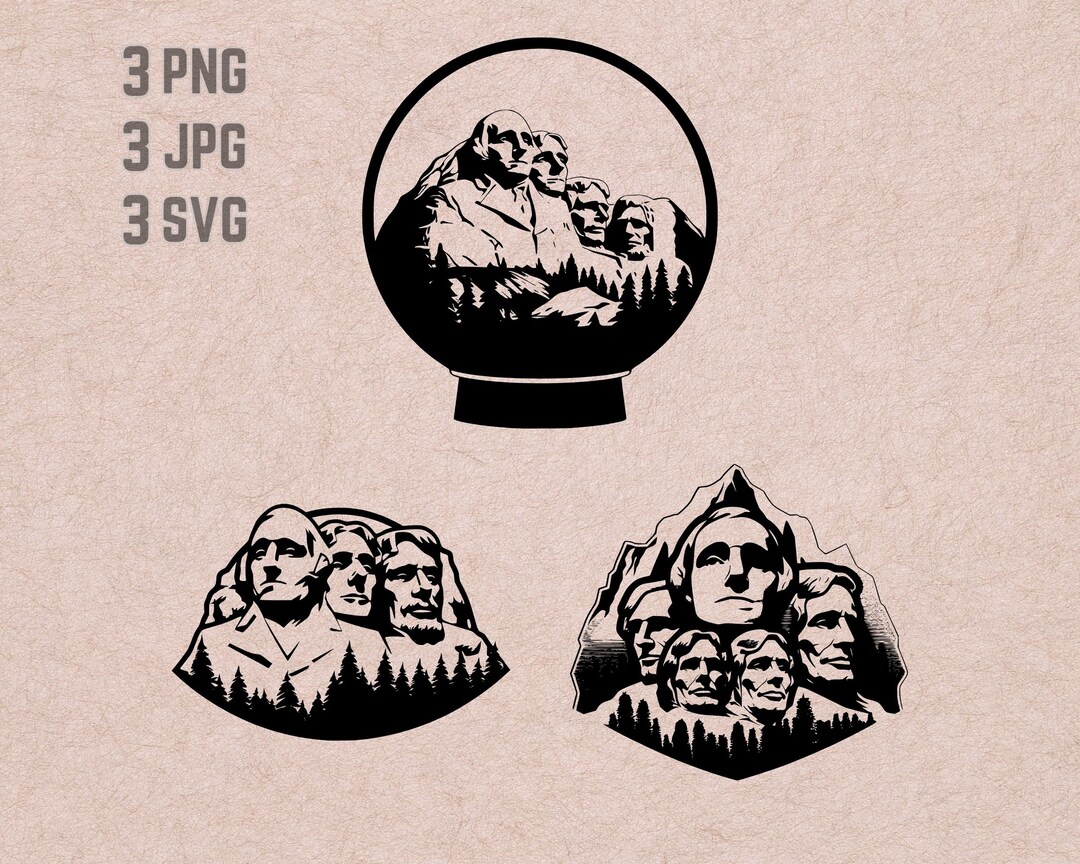 Mount Rushmore SVG Designs, Mount Rushmore Logo, USA Symbols Vector ...