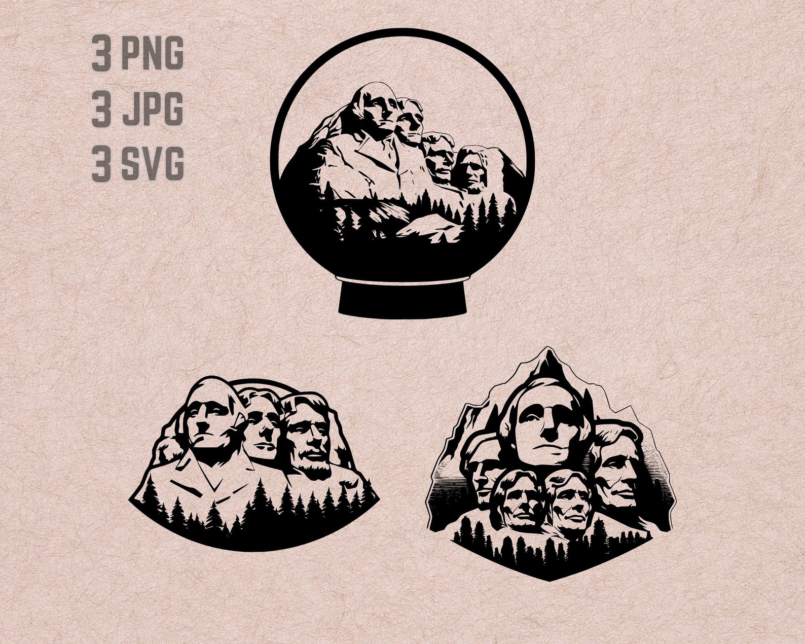 Mount Rushmore SVG Designs, Mount Rushmore Logo, USA Symbols Vector ...