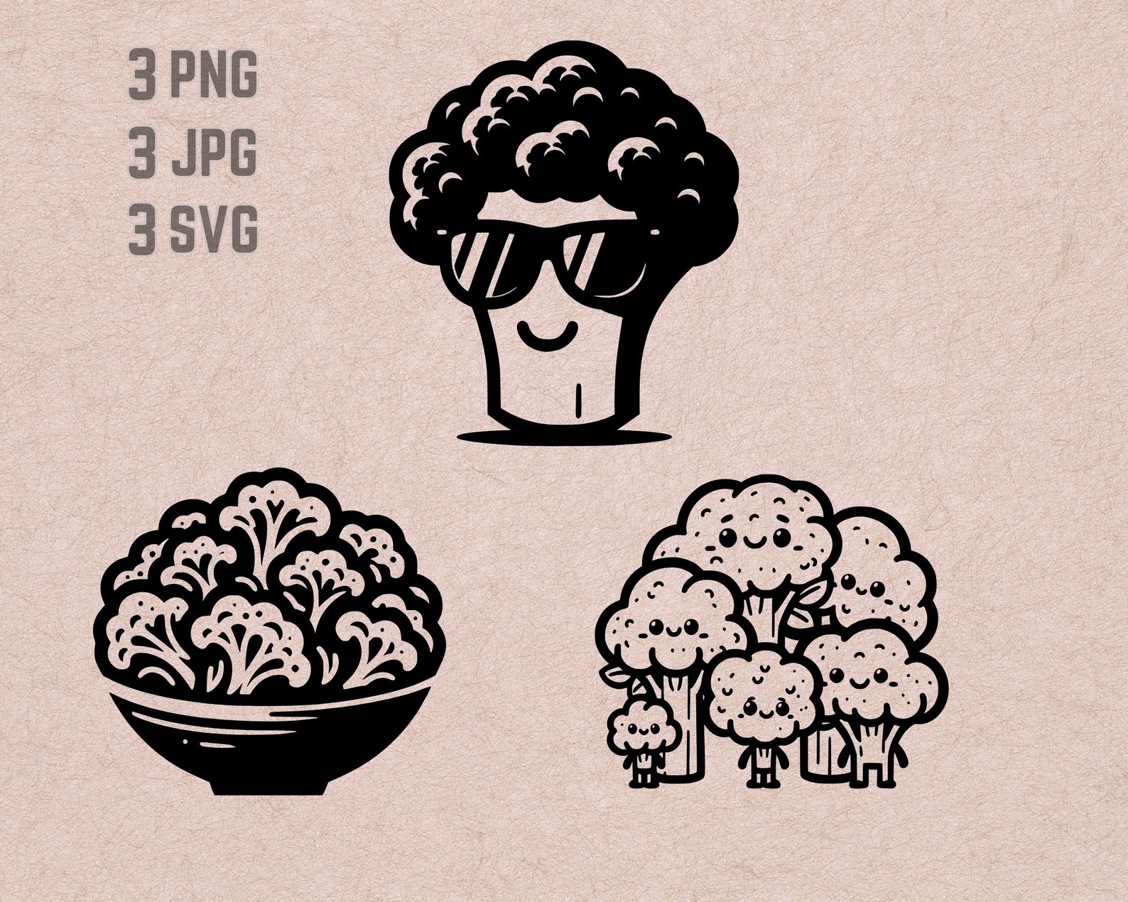 Broccoli Svg Designs, Broccoli Logo, Salad Vector, Vegan Clipart ...