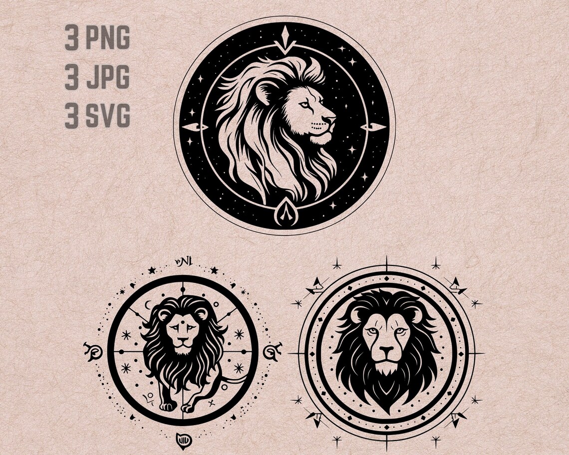 Leo Zodiac Sign Svg Designs, Leo Logo, Zodiac Sign PNG, Zodiac Bundle ...