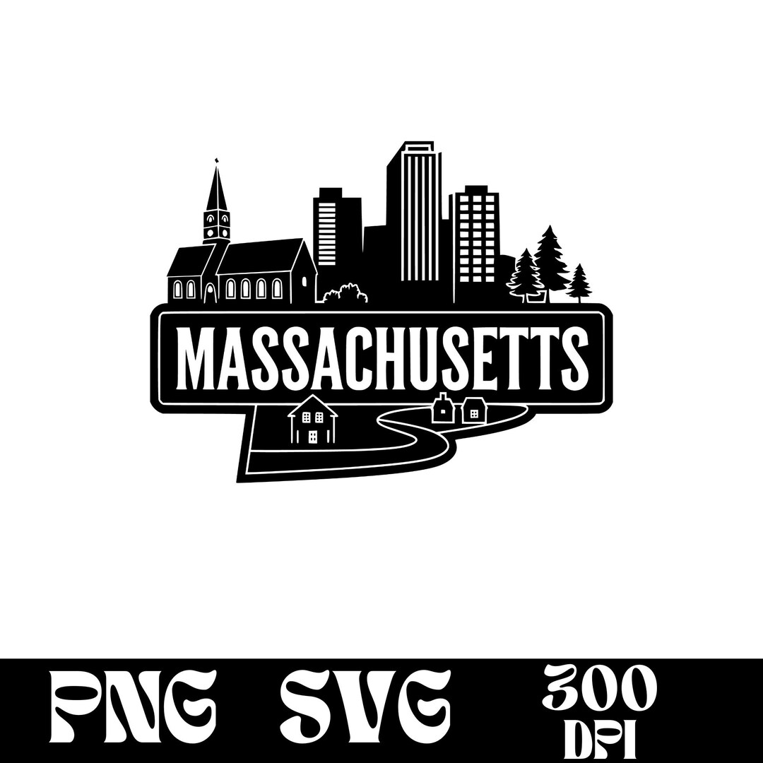 Massachusetts SVG Design, Massachusetts Logo, Massachusetts Skyline ...