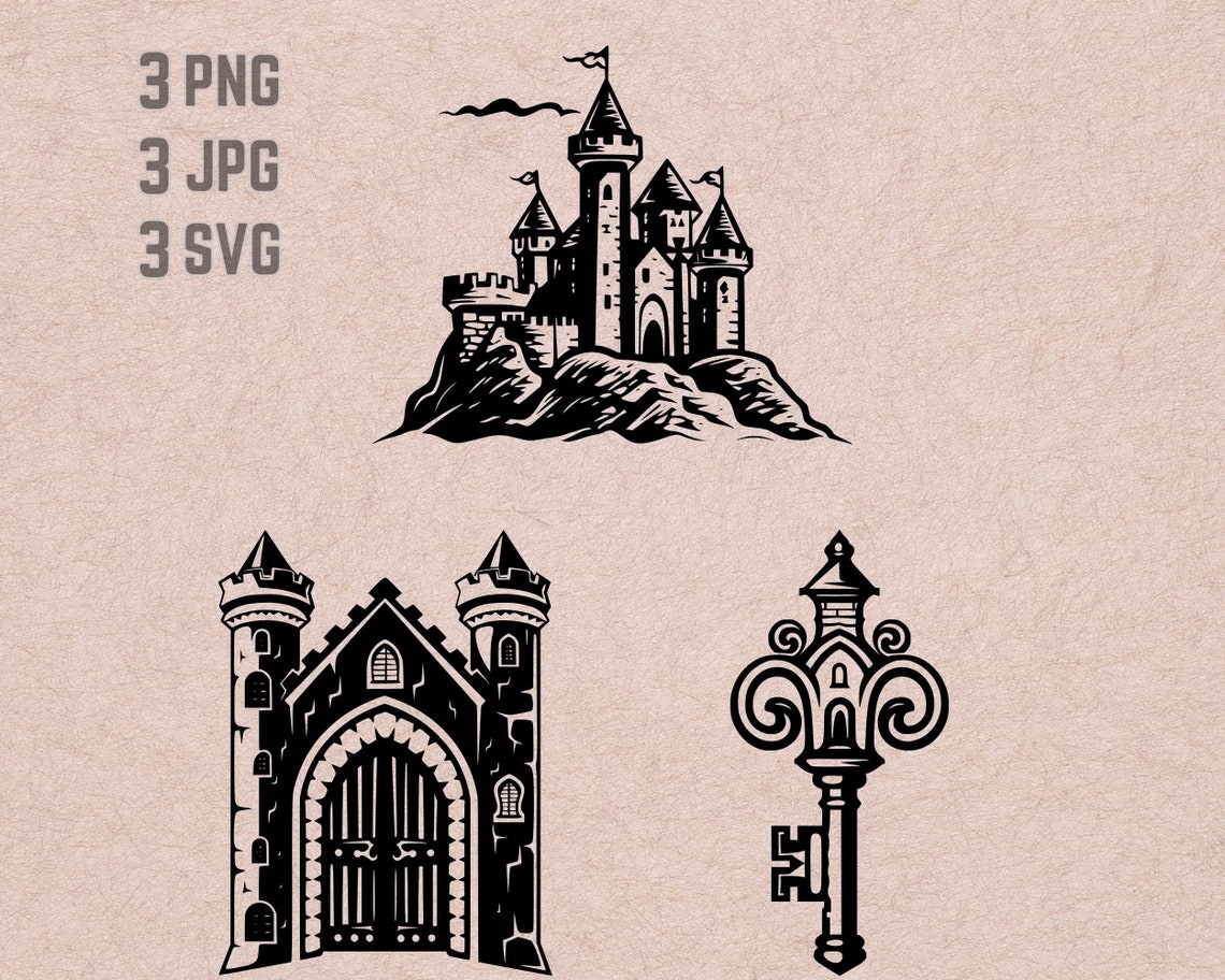 Medieval Castle SVG Designs, Medieval Logo, Castle Vector, Castle Gate ...