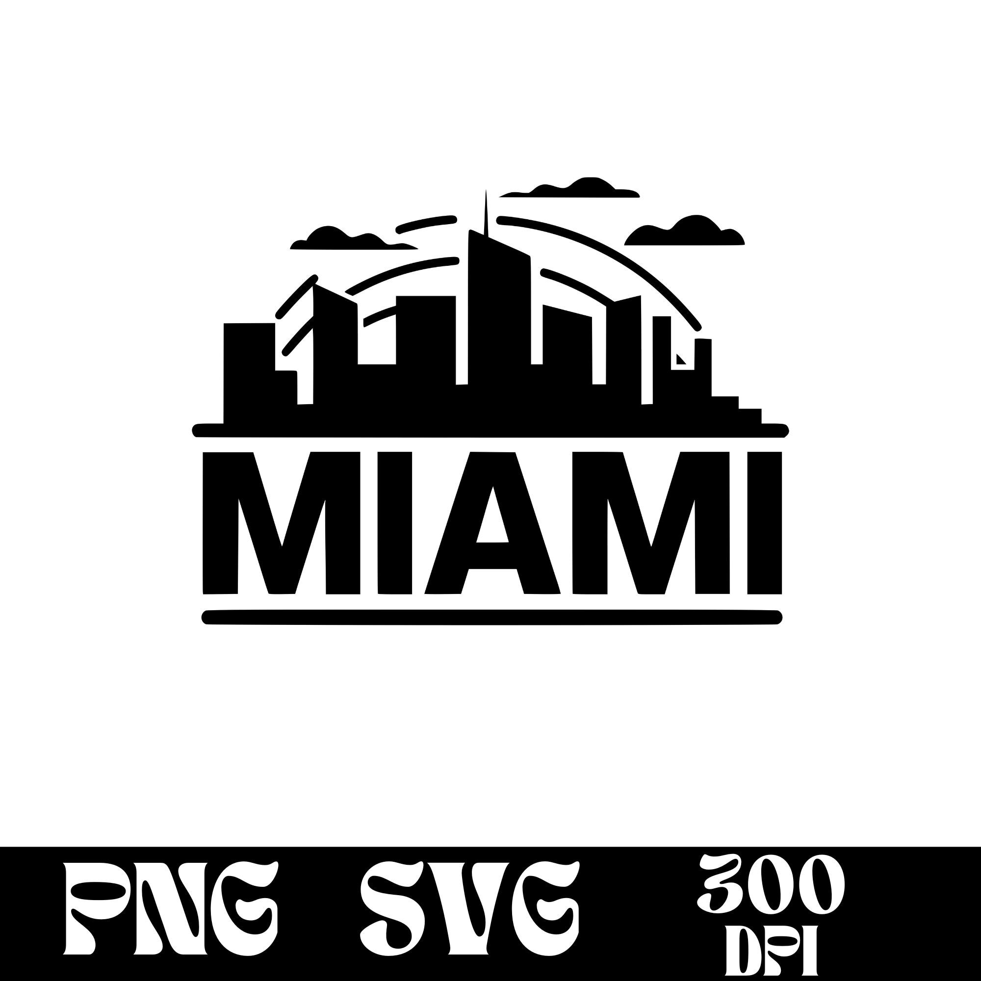 Miami Skyline SVG Design, Miami Logo, Miami Skyline Vector, Skyline PNG ...