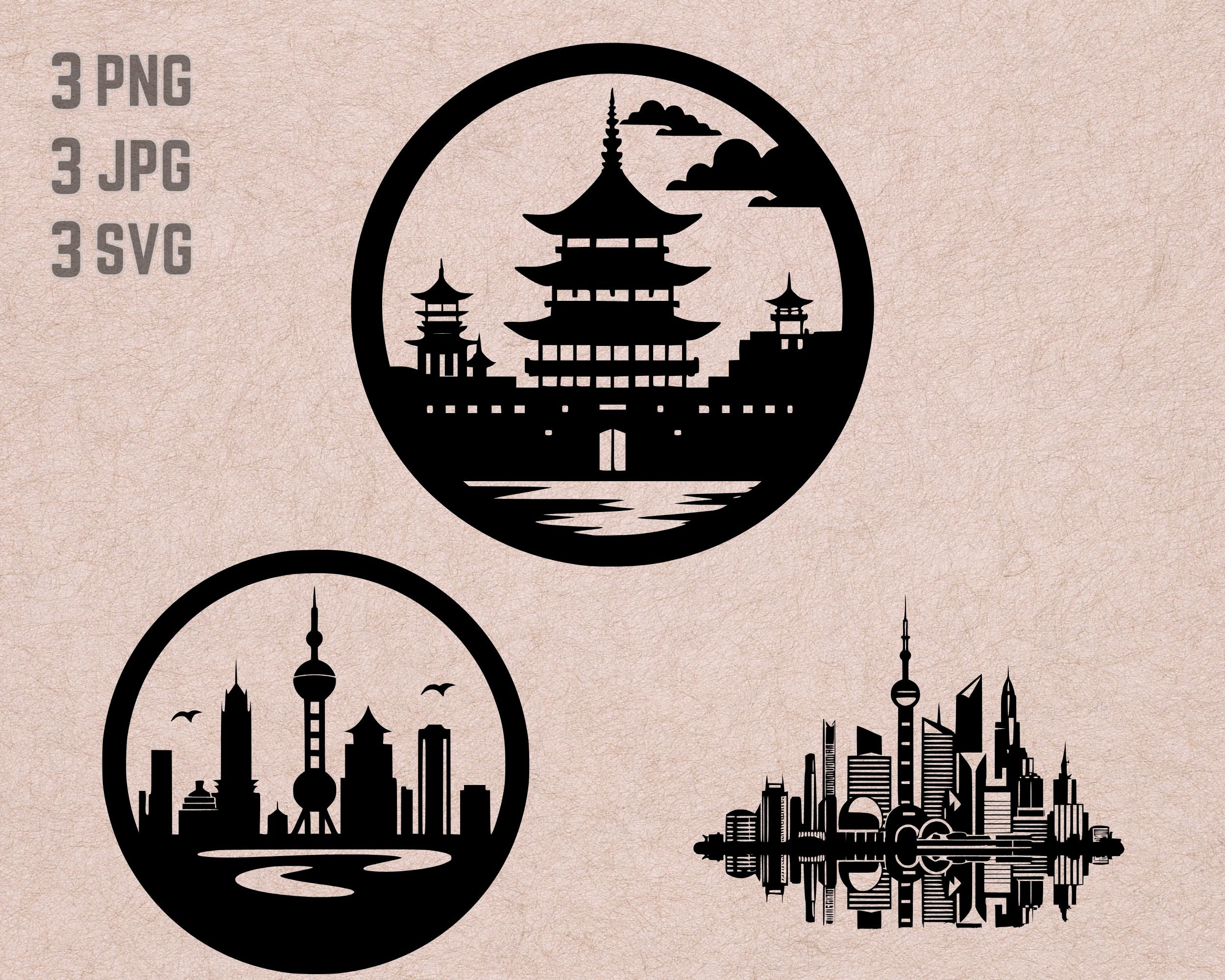 Shanghai Skyline SVG Designs Shanghai Logo Shanghai Skyline - Etsy
