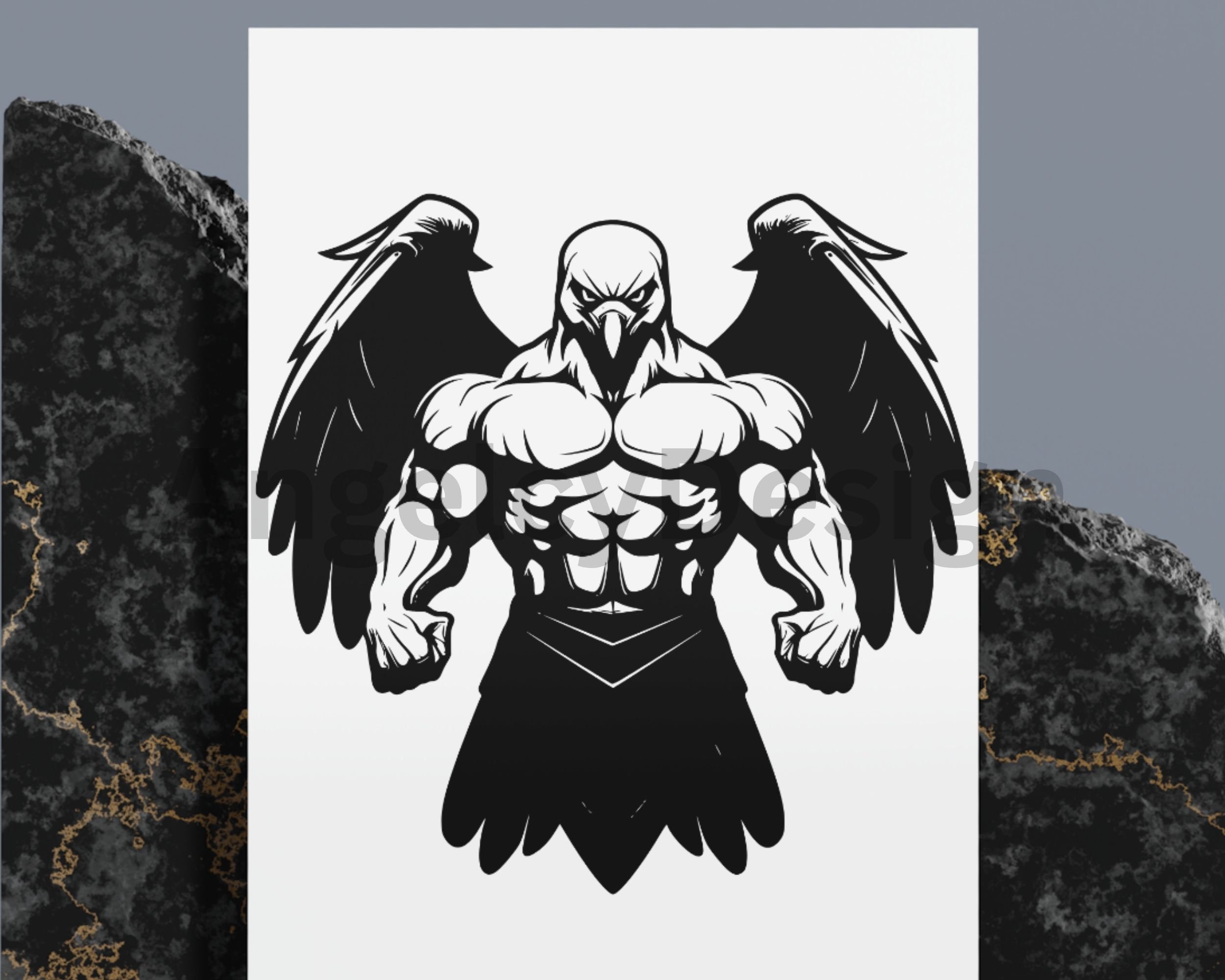Bodybuilder SVG Designs, Gym Logo Vector, Eagle Vulture Falcon Fitness ...