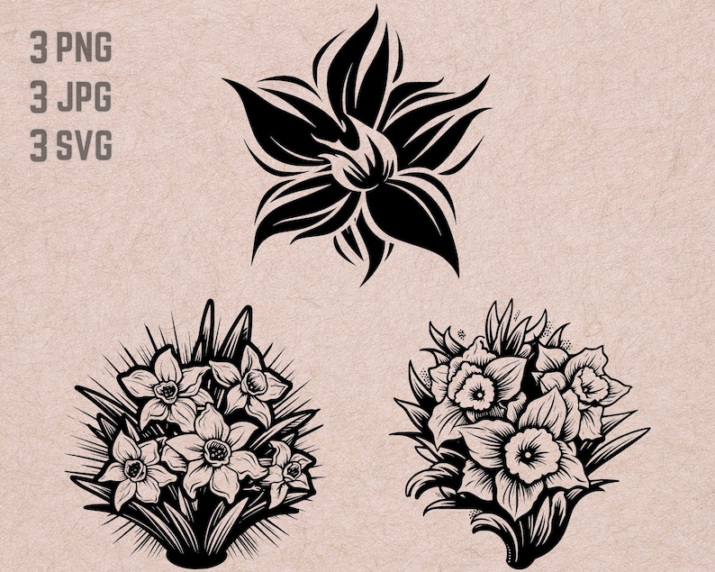 Daffodil SVG Designs, Daffodil Logo, Flower Vector, Daffodil Bouquet ...