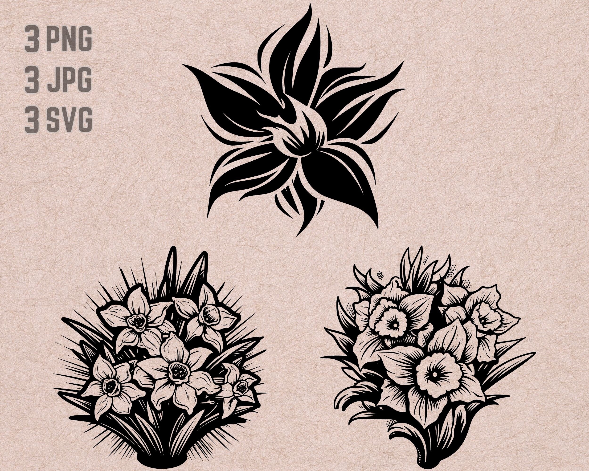 Daffodil SVG Designs, Daffodil Logo, Flower Vector, Daffodil Bouquet ...