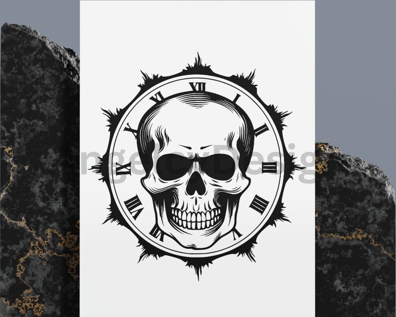 Skull Clock SVG Designs, Skeleton Logo, Clock Vector, Skull PNG ...