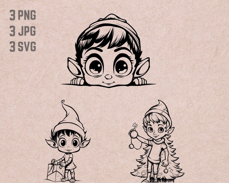 Cartoon Elf SVG Designs, Christmas Logo, Happy Christmas Vector, Elf ...