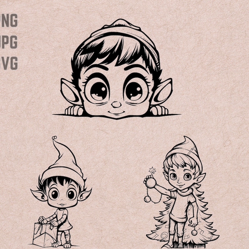 Peeking Elf Svg - Etsy
