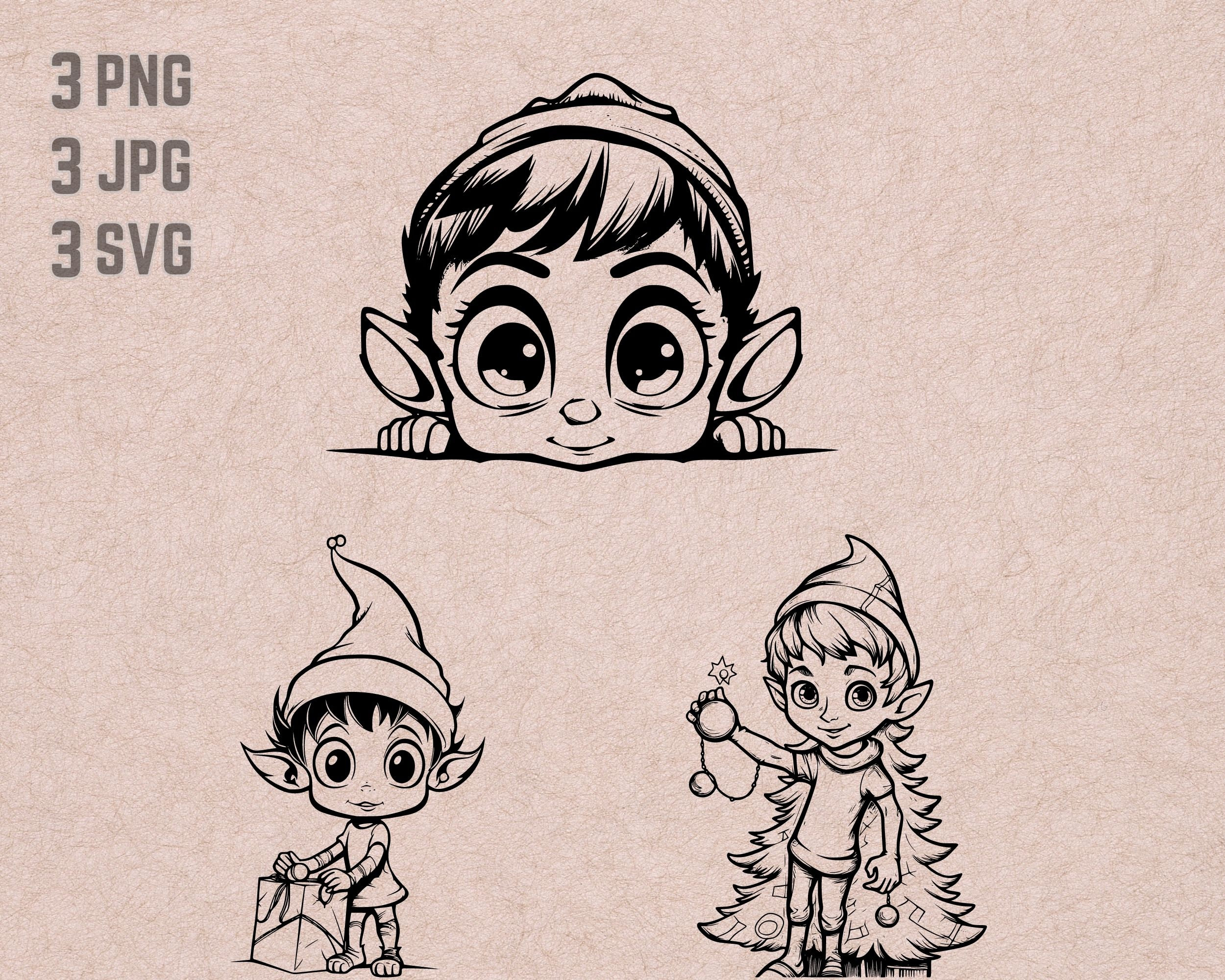 Cartoon Elf SVG Designs, Christmas Logo, Happy Christmas Vector, Elf ...