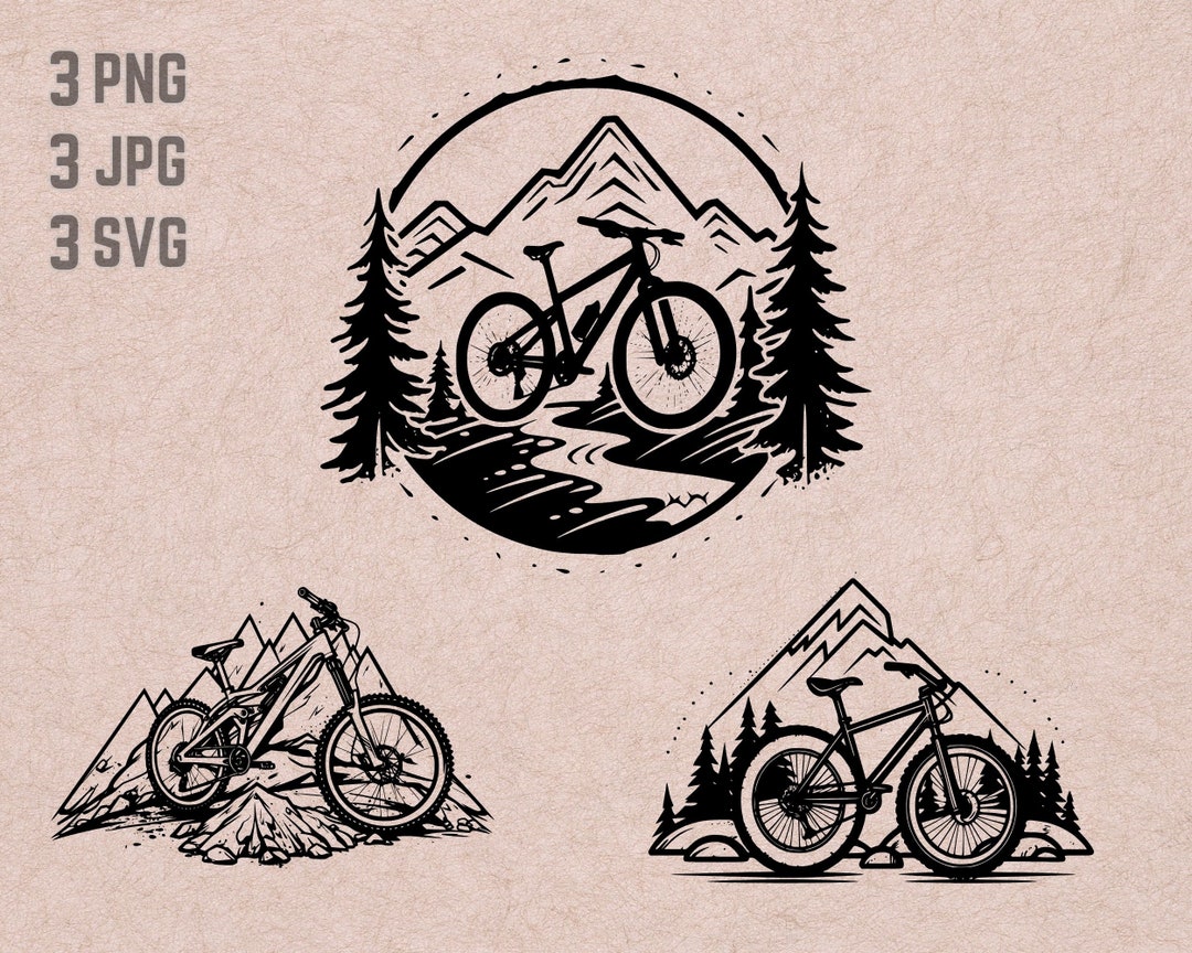 Mountain Bike SVG Designs, Bike Vector, Bicycle PNG, Mountain Biker ...