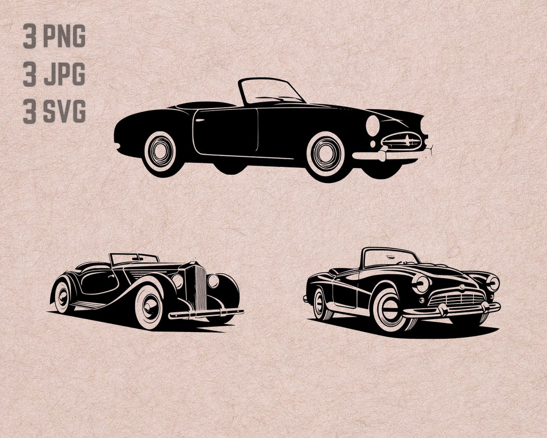 Vintage Convertible Car SVG Designs, Classic Convertible Car ...