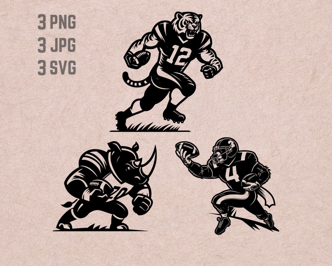 Animals Football Players SVG Designs, Football Mascot Logo, Bear Vector ...