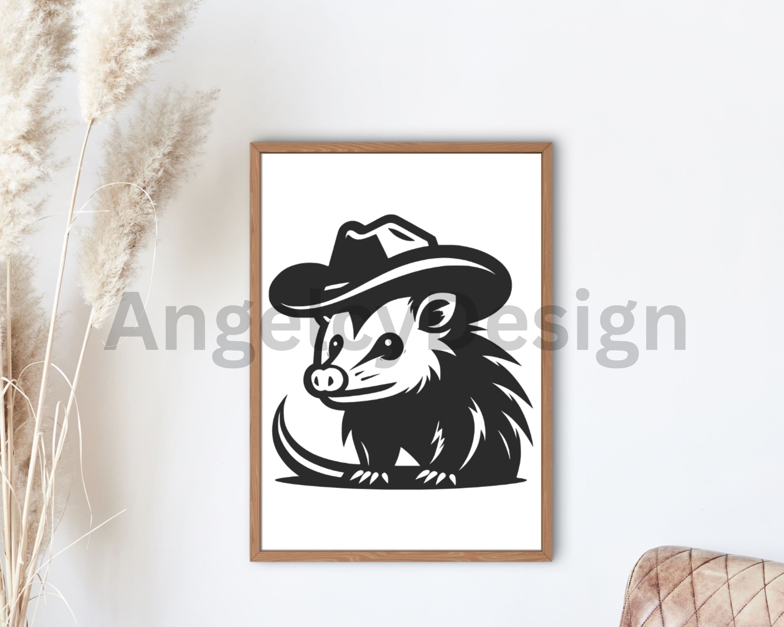 Possum SVG Designs, Possum Logo, Cowboy Hat Possum Vector, Smoking ...