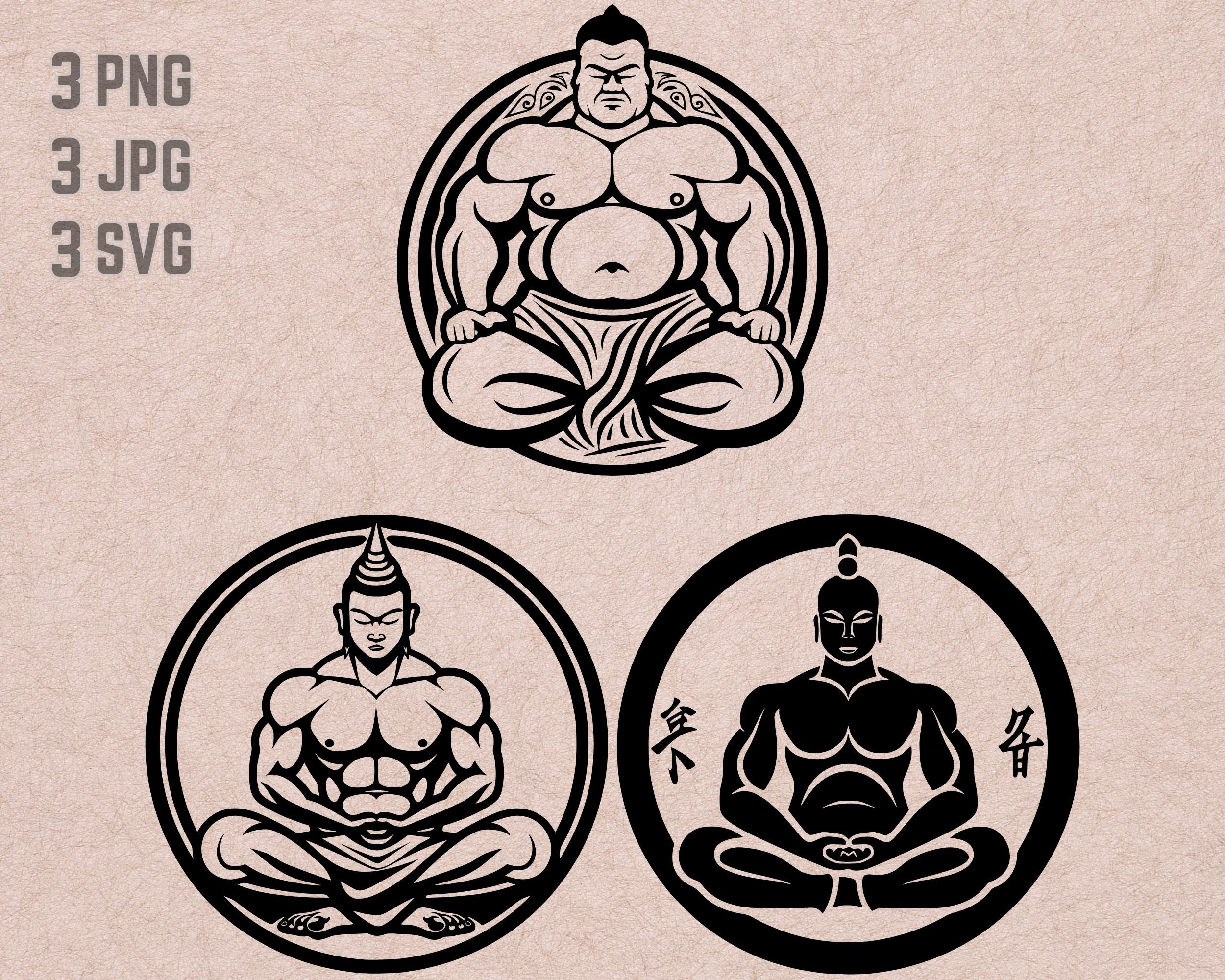Bodybuilder Buddha SVG Designs, Buddha Gym Logo, Powerlifter Buddha ...