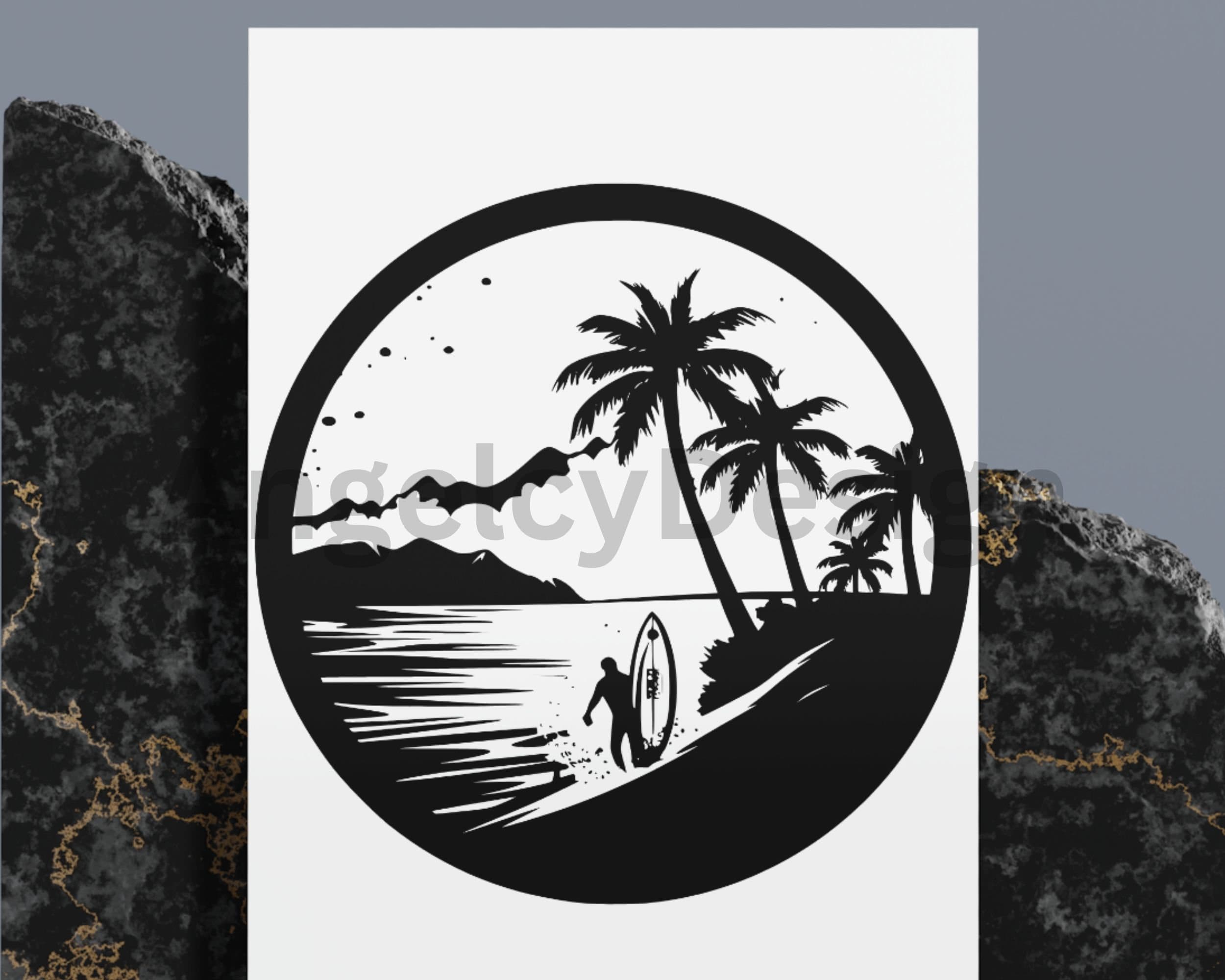 Surf Scene Svg Designs, Surfing Logo Vector, Surfboard PNG, Summer ...