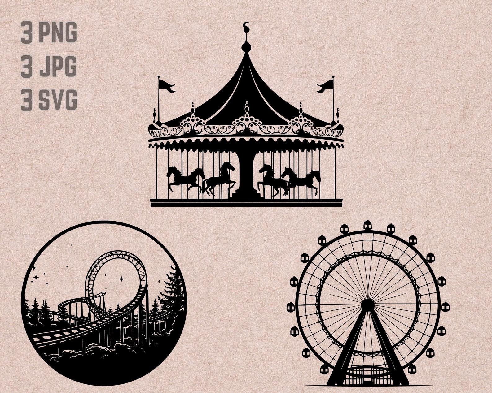 Amusement Park Svg Designs, Theme Park Logo Vector, Roller Coaster PNG ...