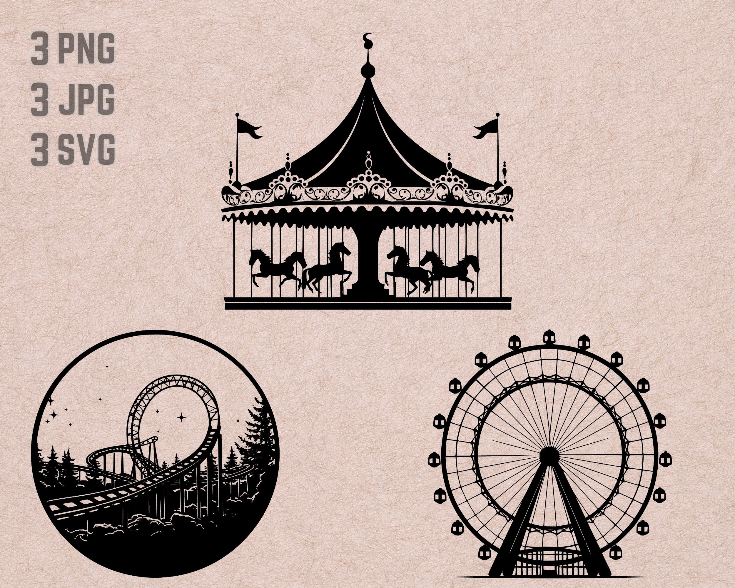 Amusement Park Svg Designs, Theme Park Logo Vector, Roller Coaster PNG ...
