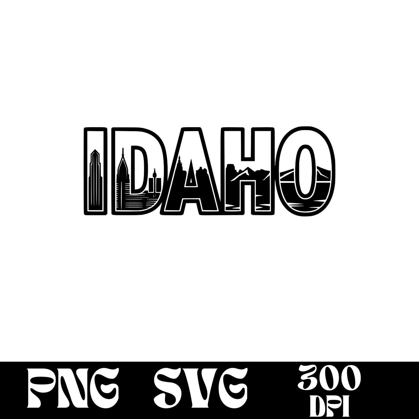 Idaho SVG Design, Idaho Logo, Idaho Vector, Skyline PNG, Idaho Clipart ...