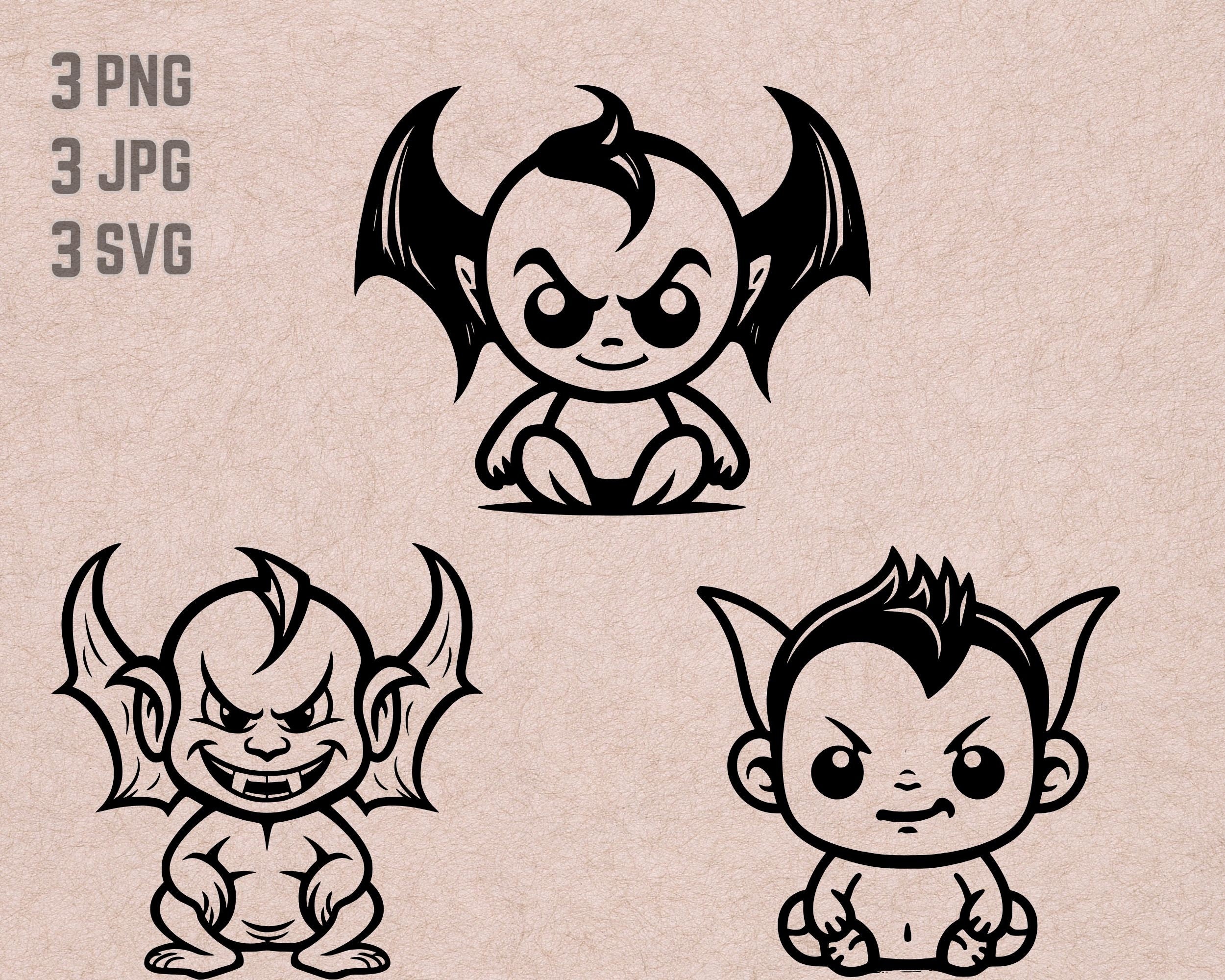 Cute Devil Baby SVG Designs, Devil Vector, Cute Baby PNG, Demon Baby ...