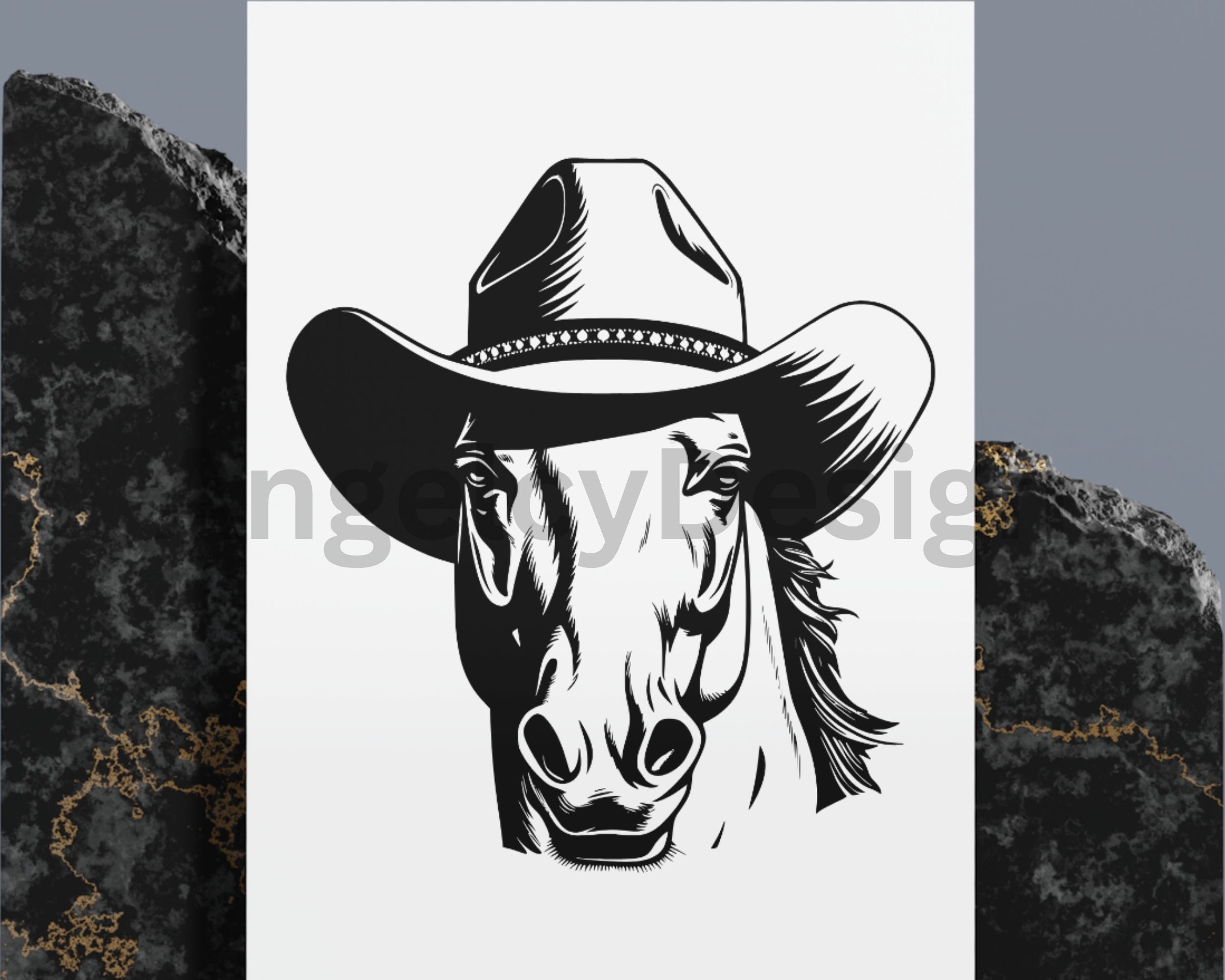 Horse Head With Cowboy Hat SVG Designs, Horse Logo, Cowboy Vector ...