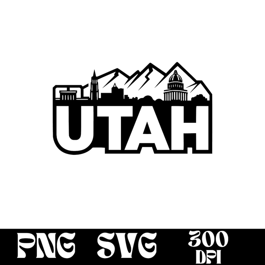 Utah SVG Design, Utah Logo, Utah Skyline Vector, Skyline PNG, Utah ...