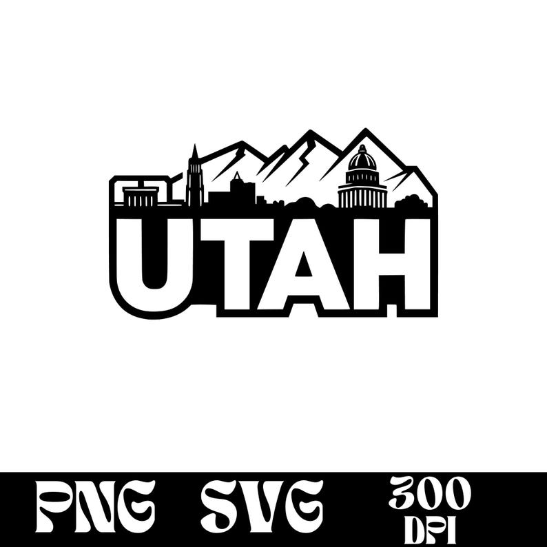 Utah SVG Design, Utah Logo, Utah Skyline Vector, Skyline PNG, Utah ...