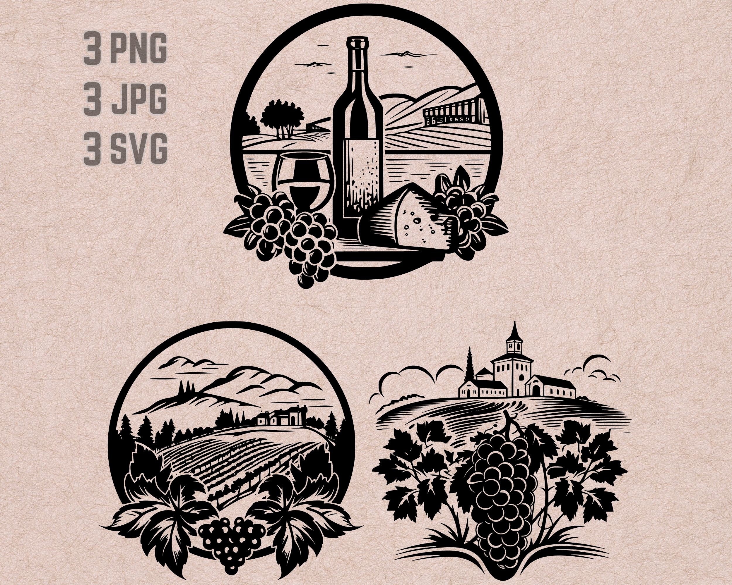 Winery SVG Designs, Winery Logo, Vineyard Vector, Wine and Cheese PNG ...