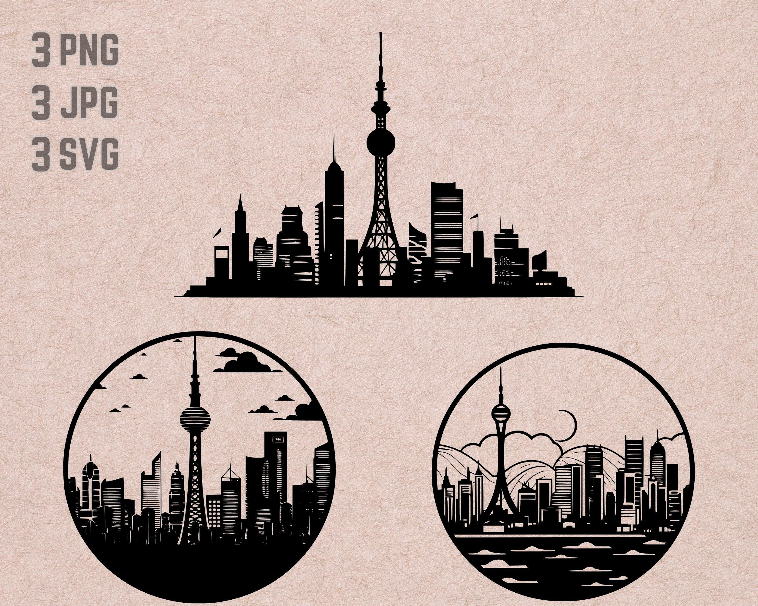 Tokyo Skyline SVG Designs, Tokyo Logo, Tokyo Skyline Vector, Skyline ...