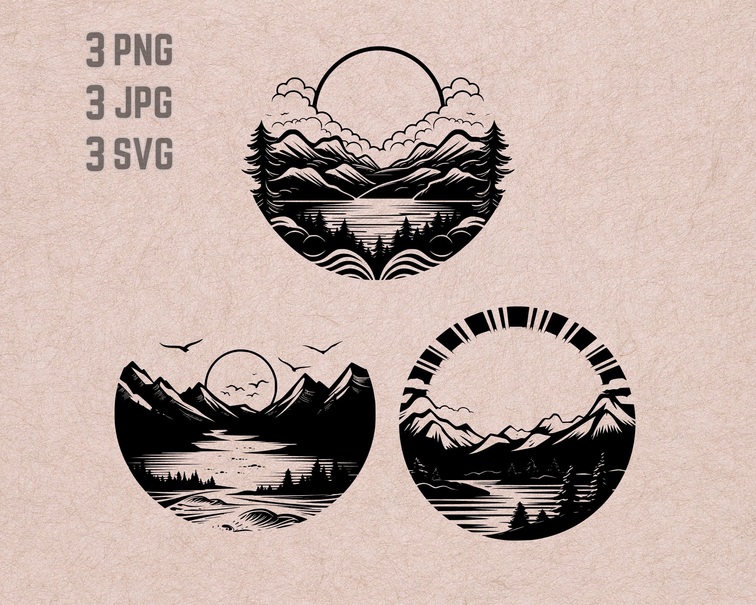Sunrise Scene SVG Designs, Sunrise Logo, Landscape Vector, Scenic View ...