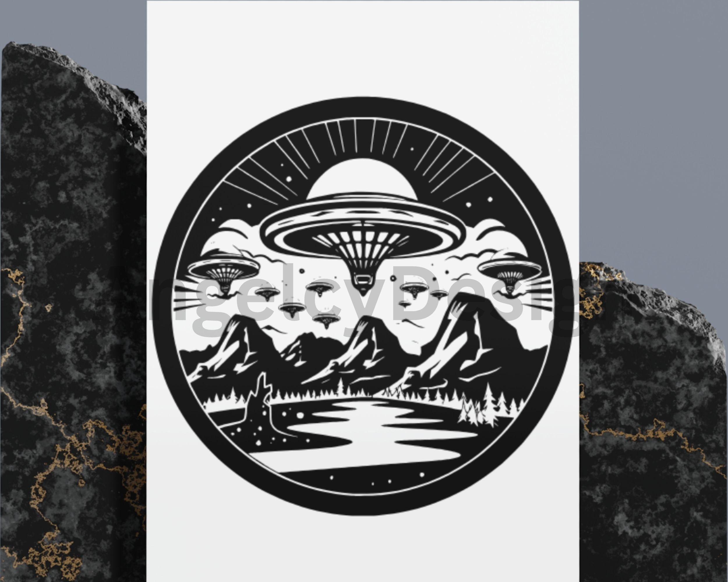 Alien Invasion SVG Designs, UFO Logo Vector, Alien Spaceship Png, Ufo ...