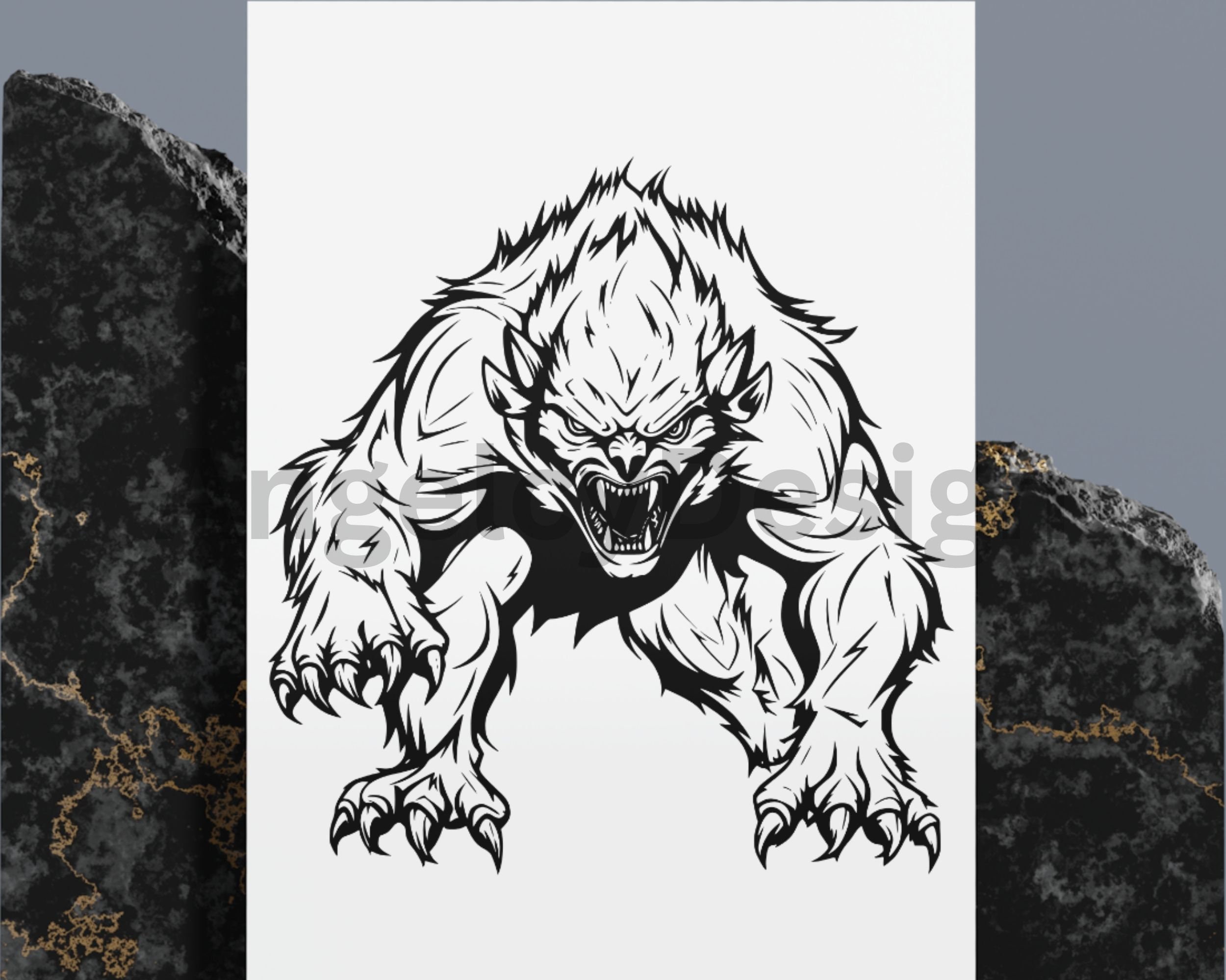 Werewolf SVG Designs, Scary Werewolf Logo, Halloween Vector, Halloween ...