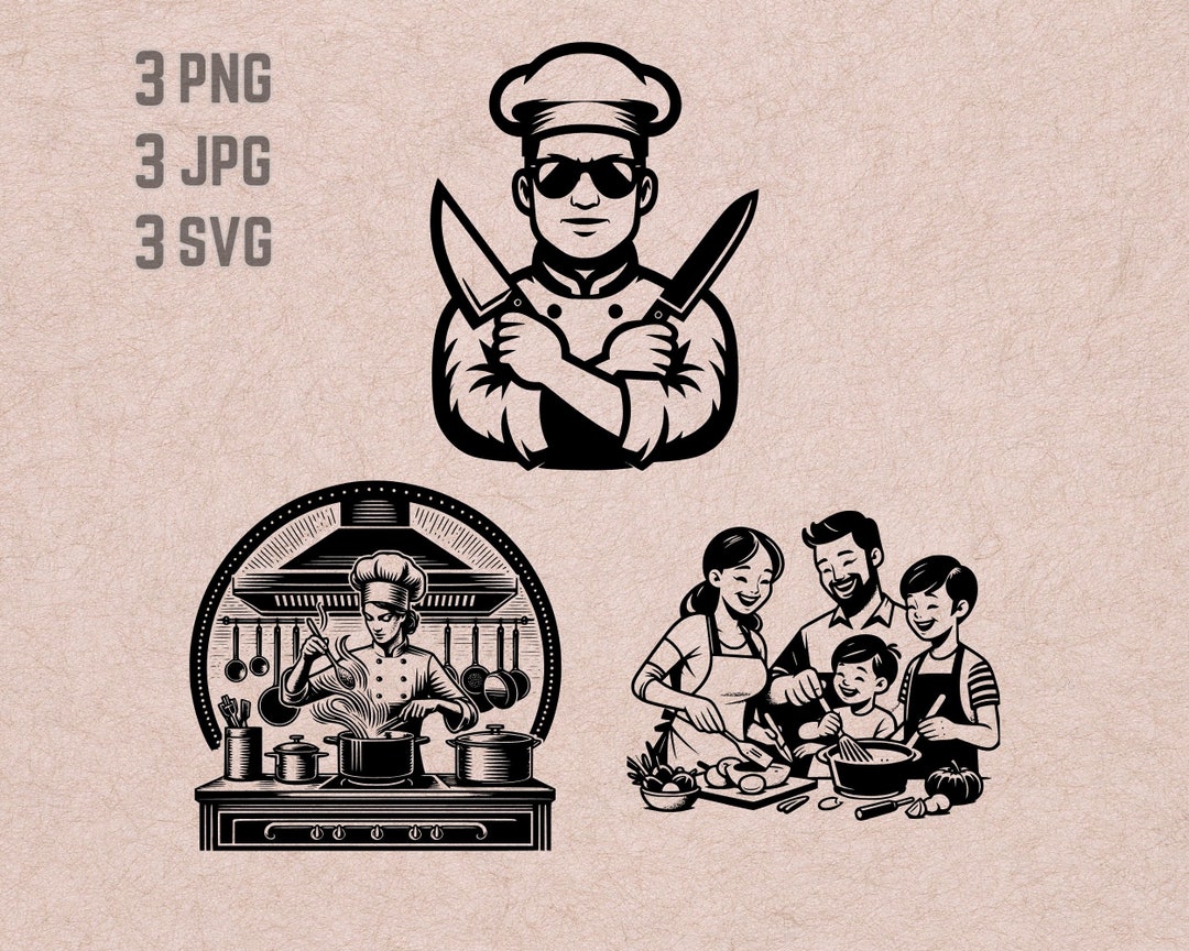 Chef SVG Designs, Cooking Logo, Family Time Vector, Kitchen PNG, Gift ...
