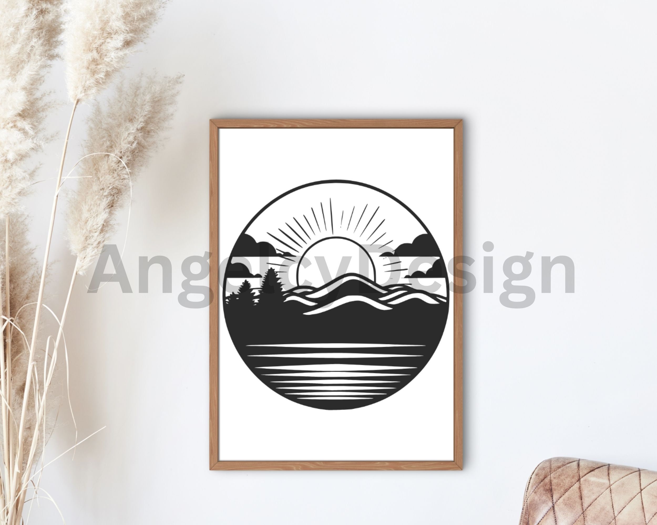 Sunset Scene SVG Designs, Sunset Logo, Landscape Vector, Scenic View ...