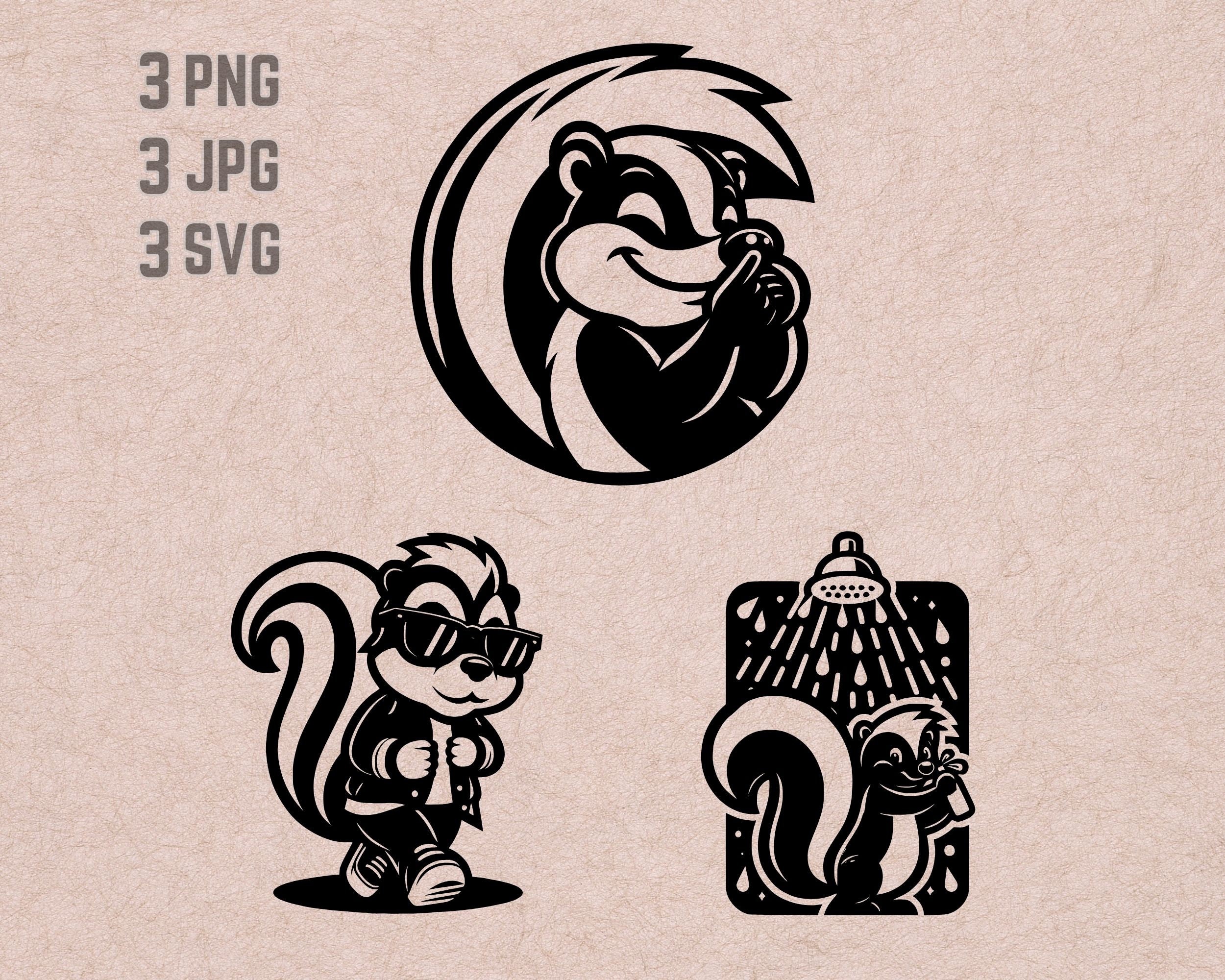 Skunk SVG Designs, Skunk Logo, Smelly Skunk Vector, Skunk in the Shower ...
